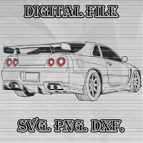 Nissan Skyline R34 Design Svg Vector Art Illustration Etsy Australia