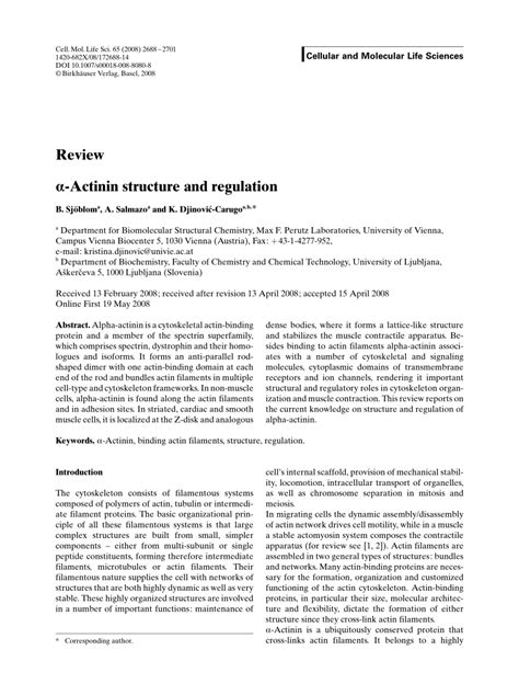 Pdf α Actinin Structure And Regulation
