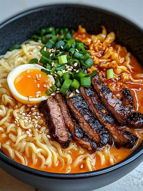 Savor Spicy Korean Ramen With Grilled Beef And Creamy Sauce Recipes By Dina