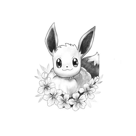 Eevee With Floral Chronic Ink