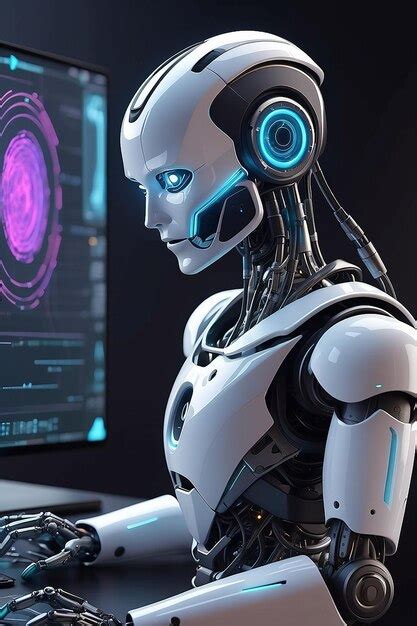 premium photo machine learning concept 3d rendering robot with