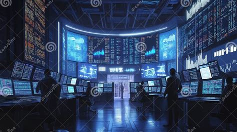 Stock Market Trading Floor With Traders Charts And Digital Screens