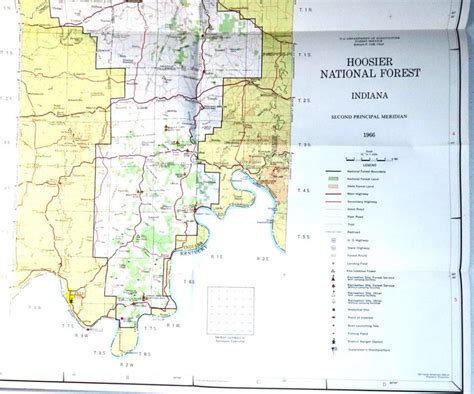 Indiana Hoosier National Forest Map State Vintage Map1966 40s 60s 50s