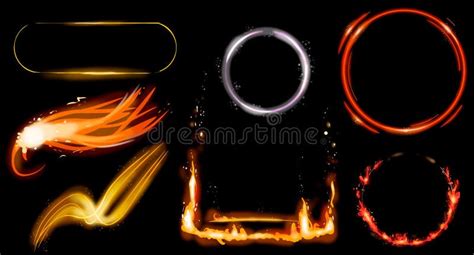 Set With Special Effects Frames Fire Color Raster Illustration Stock Illustration