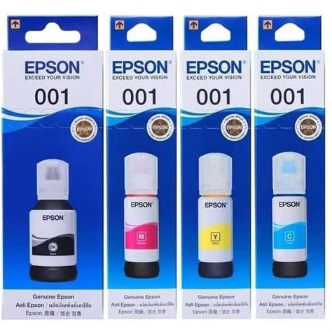 Buy Epson Original 001 Ink Bottle Black 127 Ml Cyan Magenta Yellow 70 Ml Each Pack Of 1 Set