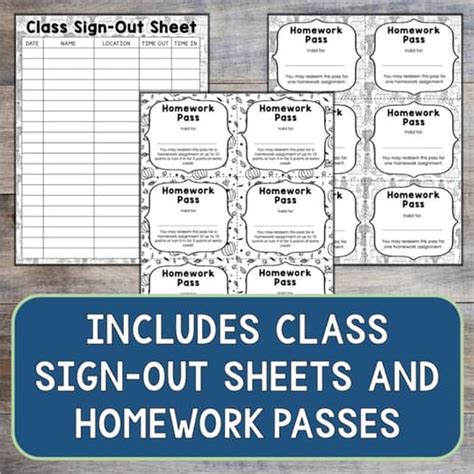 Fall Themed Classroom Forms Hall Passes Class Sign Out Homework Pass