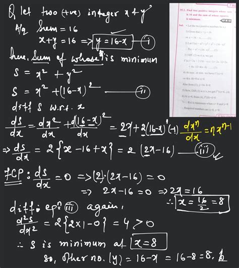 35 1 find two positive integers whose sum is 16 and the sum of whose squ