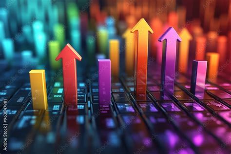 3d sales data analysis featuring vibrant bar charts and growth arrows