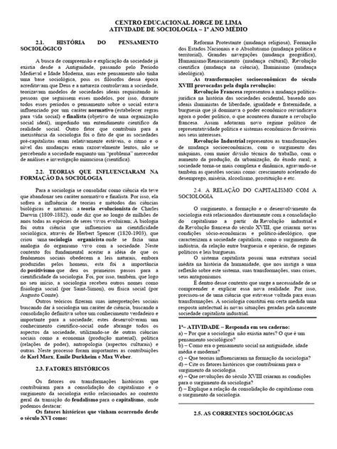 Centro Educacional Jorge De Lima 1º Ano Pdf