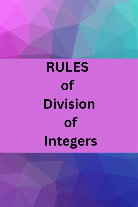 Rules Of Division Of Integers
