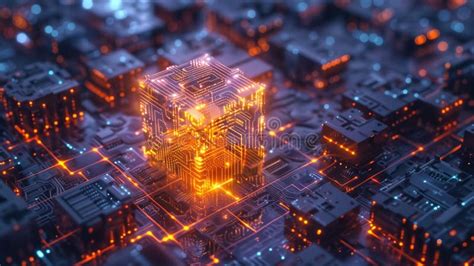 A Highly Detailed Image Of A Futuristic Quantum Computer With G Stock