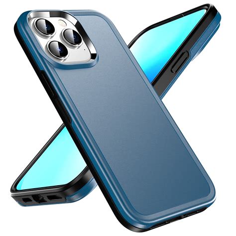 For Iphone 13 Pro Max Double Solid Color Armor Phone Case Blue