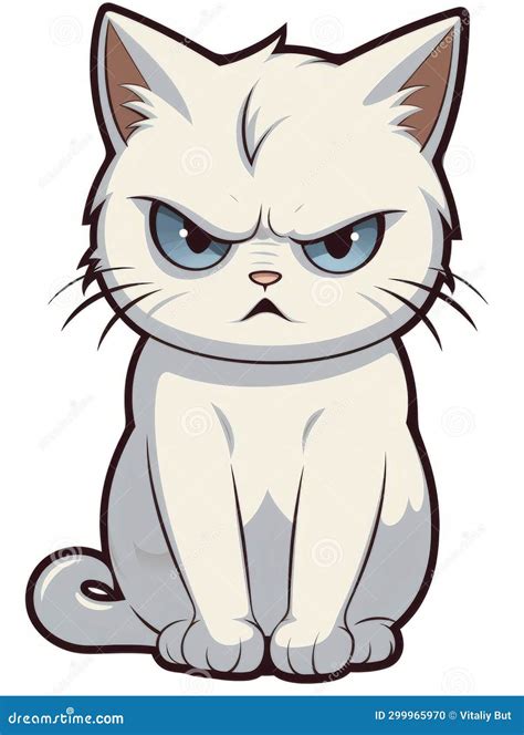 Cartoon Sticker Upset Kitten On White Background Isolated Ai Stock