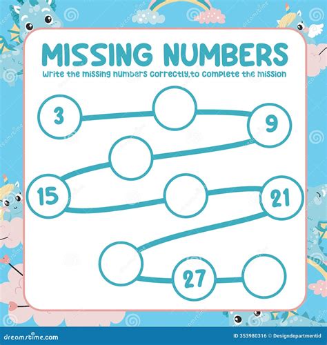 Missing Numbers Worksheet Write The Answer Correctly Vector