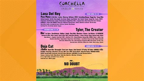 Coachella Lineup Lana Del Rey No Doubt And Doja Cat To Perform