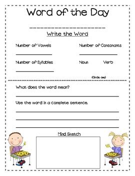 Word Of The Day For Vocabulary By Inspired Writing Teacher Tpt