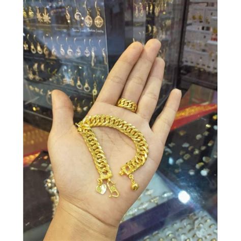 Jual Set Gelang Dan Cincin Emas Sepuhan Lapis Kristal Tahan Dipakai Harian Shopee Indonesia