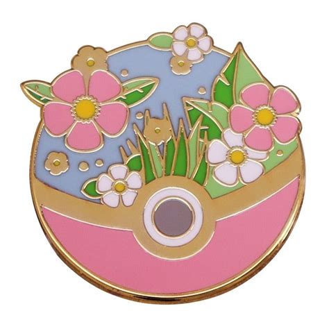 Pokemon Pokeball Pink Flower Enamel Pin Distinct Pins