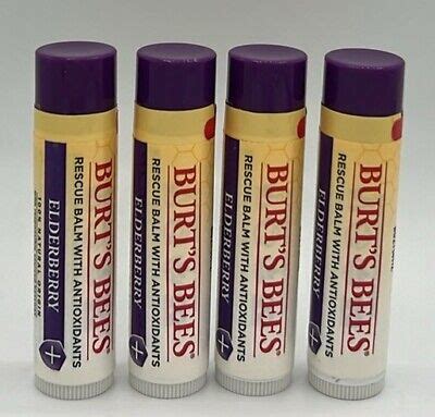 4pk Burts Bees Rescue Balm With Antioxidants ~ Elderberry ~ 015 Oz