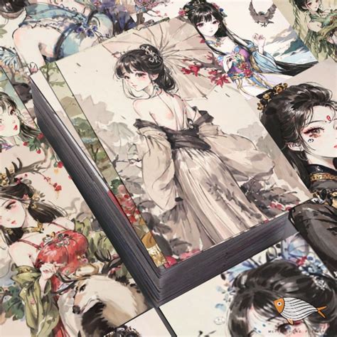 【古風好物】古風女孩 貼花 人物貼 54張水墨畫古風少女貼紙漢服古代女孩筆電手賬diy裝飾貼畫 蝦皮購物