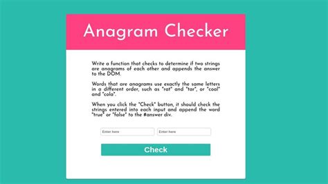 Anagram Checker Code Challenge
