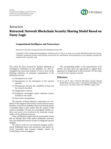 Pdf Retracted Network Blockchain Security Sharing Model Based On Fuzzy Logic