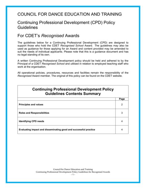 Continuing Professional Development Policy