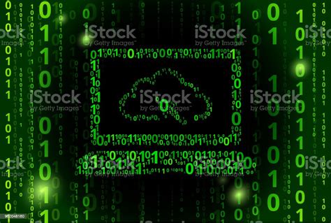 Laptop Cloud Computing Binary Code Vector Pattern Background Stock