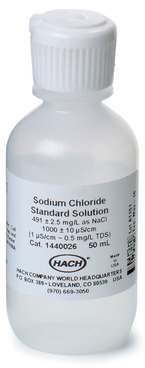 Conductivity Standard Solution 1000 µscm 491 Mgl Nacl 50 Ml Hach Uk