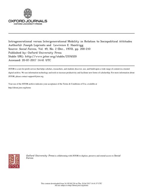 Pdf Intragenerational Versus Intergenerational Mobility In Relation To Sociopolitical Attitudes