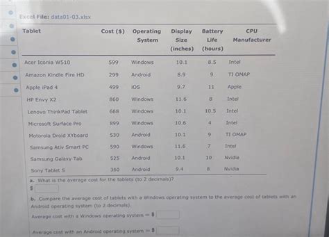 solved excel file data01 03 xisx a what is the average