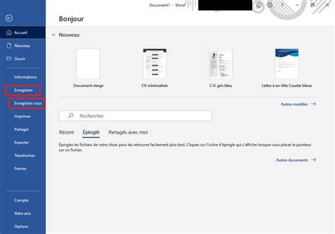 comment enregistrer un document word academie avec