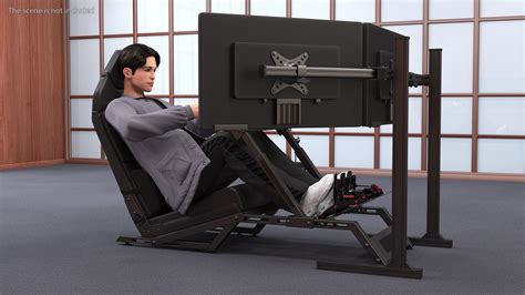 Man Sitting In A Racing Simulator Rig 3d Model 199 3ds Blend C4d