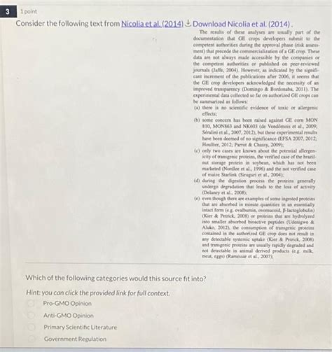 Solved Consider The Following Text From Nicolia Et Al