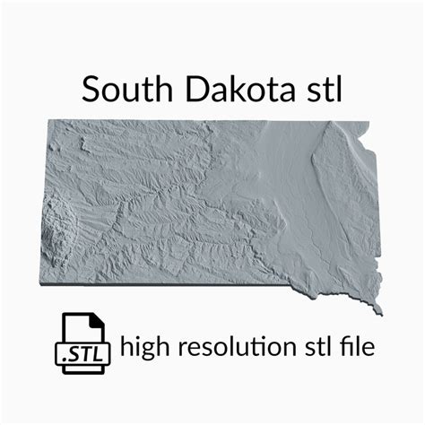 3d Printable Usa State Of South Dakota Topographic Map 3d Terrain