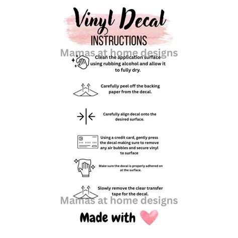 Vinyl Decal Application Instructions Digital Download Etsy