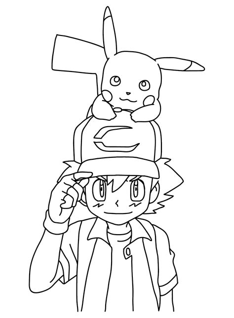 Pikachu And Ash Coloring Page