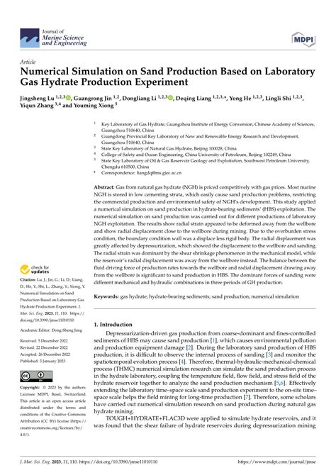 Pdf Numerical Simulation On Sand Production Based On Laboratory Gas