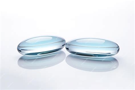 Two Clear Contact Lenses Resting Side By Side Against A White