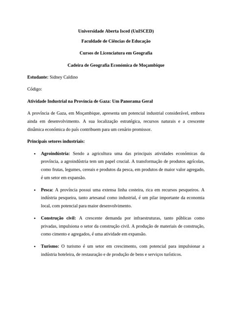 Geografia Económica De Moçambique Sid 084617 Pdf Economia