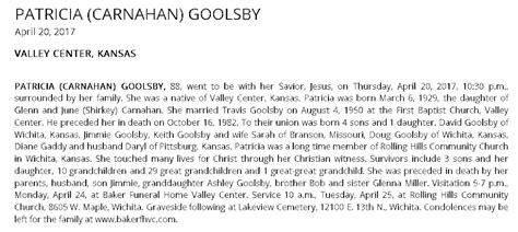 Patricia Carnahan Goolsby 1929 2017 Find A Grave Memorial