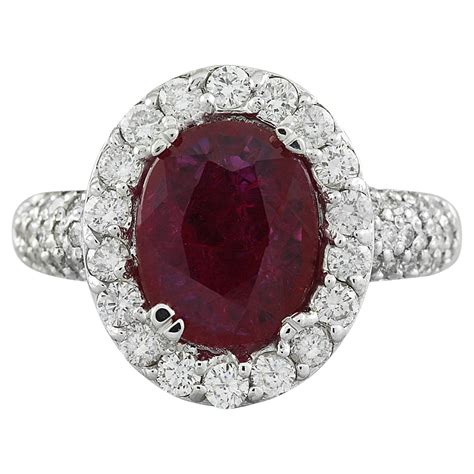 Natural Ruby Diamond Ring In 14 Karat White Gold For Sale At 1stdibs