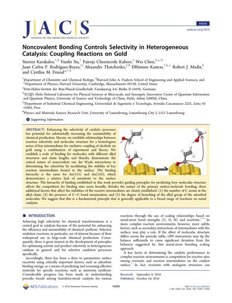 Pdf Non Covalent Bonding Controls Selectivity In Heterogeneous