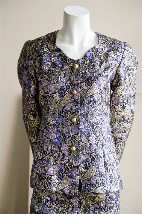 Vintage 70s80s Lurex Brocade Style Paisley Print Two Piece Set Shop