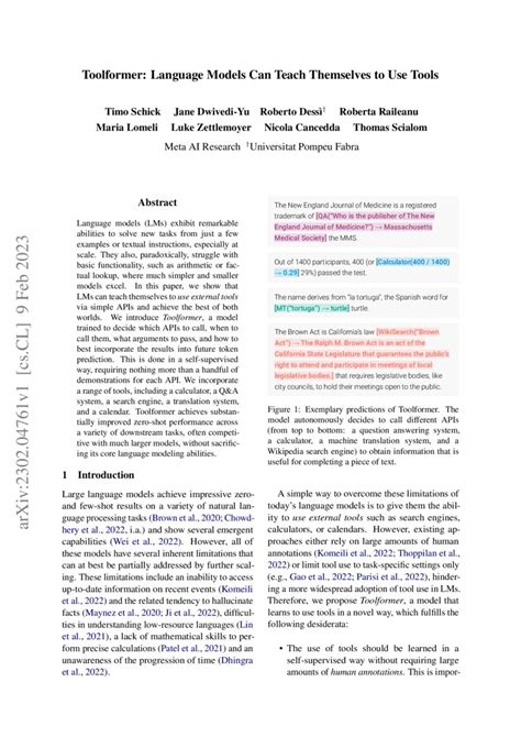 Toolformer Language Models Can Teach Themselves To Use Tools Deepai