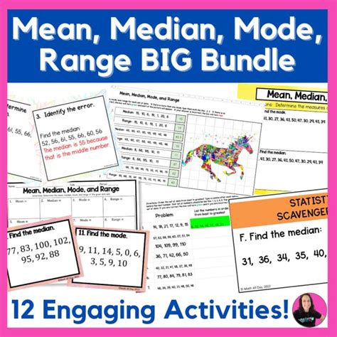 Mean Median Mode Range Worksheets 6th Grade Math Big Bundle Of Activities