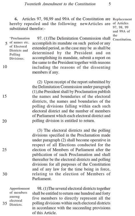 20th Amendment Gazetted