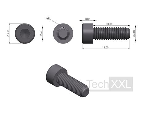 Cylindrical Screw With Hexagon Socket ️ Din 912 M3x10 Galvanized 009