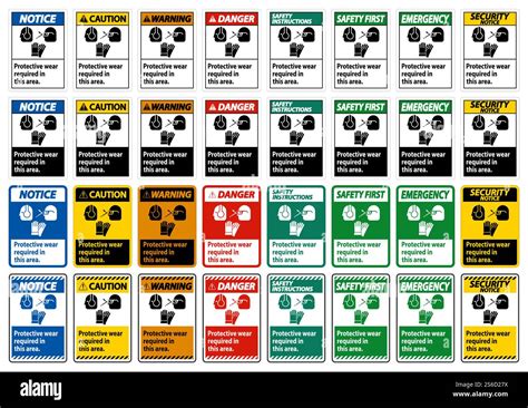 Wear Protective Equipment In This Area With Ppe Symbols Stock Vector