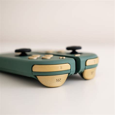 Custom Pine Green Joy Cons For Nintendo Switch With Matte Brass Button